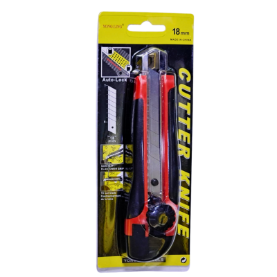 CUTER ERGONOMICO BLISTER COLOR ROJO 18MM YONG LING - ChamoImport.com